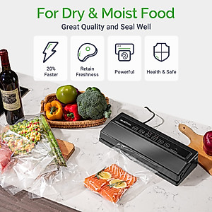 GERYON Vacuum Sealer Machine Black and 2 Pack Vacuum Sealer Bag 8x16ft Rolls
