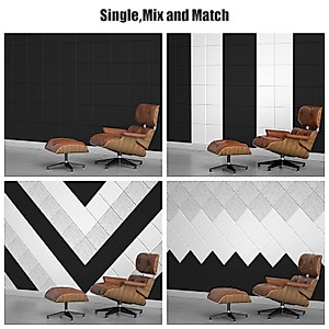 Sonicism 12 Pack Acoustic Wall Panels with Self-Adhesive, 12" X 12" X 0.4" Sound Proof Foam Panels, Decorative Soundproof Wall Panels, Sound Proof Absorbing Tiles for Home & Offices, White