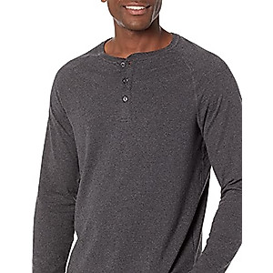 Amazon Essentials Men's Slim-Fit Long-Sleeve Henley Shirt, Charcoal Heather, X-Small