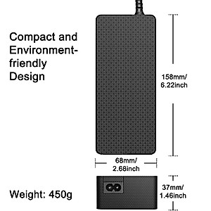 HKY 120W AC Adapter Compatible with Jackery Explorer 300/500/550, BALDR 500W, Anker Powerhouse II 800 Portable Power Station Outdoor Solar Generator ADS-110DL-19-1 240090E Power Supply Cord Charger