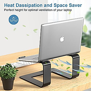 pericat Laptop Stand for Desk, Ergonomic Aluminum Computer Stand for Laptop, Detachable Laptop Riser Compatible for Mac Air Pro, Dell XPS, HP, Lenovo More 10-15.6" Laptops, Black