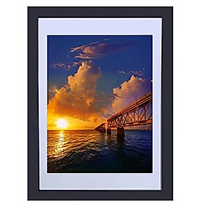 TeinJin 10x14 Picture Frames Made of Solid Wood Display 8.5x11 with Mat or 9.5x13.5 without Mat Diamond Painting Frame Wall Hanging or TableTop(Black)