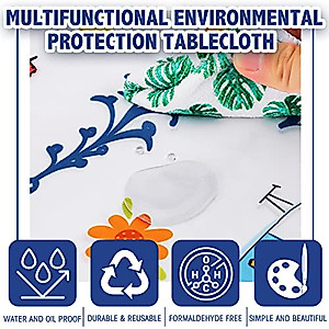 Camping Tablecloth with Picnic Bench Covers, Picnic Table Cover Fits 4ft to 7ft Picnic Tables, Washable Reusable Polyester Table Cloth for Camping Table Included Storage Bag and Clip (Cute Style)