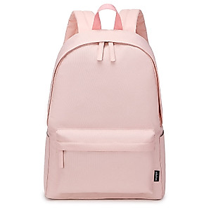 abshoo Lightweight Casual Unisex Backpack for School Solid Color Boobags (Light Pink)