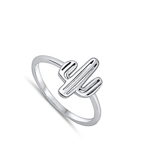 Cute Southwestern Boho Cactus Plant Ring New 925 Sterling Silver Band Size 9
