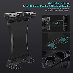 Car Cup Holder Tablet Mount & Phone Cradle Stand Truck for iPad Pro 11/12.9 Air Mini 6/5/4, Samsung Galaxy Tabs, iPhone 16/15/Pro/Pro Max, 4.7"-12.9" Smartphone Tab, Adjustable Long Arm, 360º Rotating