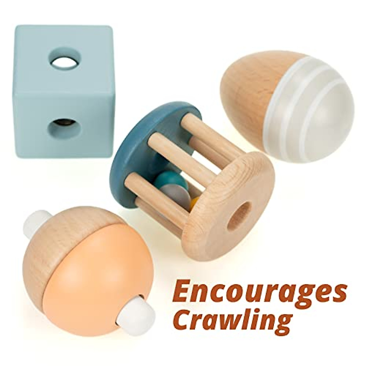 DUCKBOXX XX Wooden Rattles Toys Bundle (2 Pack) for Babies Ages 0m – 2yrs