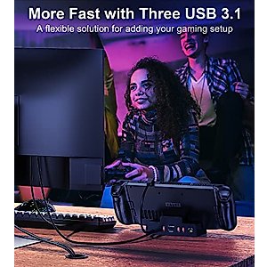 Docking Station for Steam Deck/ROG Ally, 7-in-1 Steam Deck Dock Stand with HDMI 2.0+DP 1.4 4K@60Hz, 3 USB-A 3.1 gen 2,Gigabit Ethernet and Fast Charging USB-C Port Compatible with Steam Deck/ROG Ally