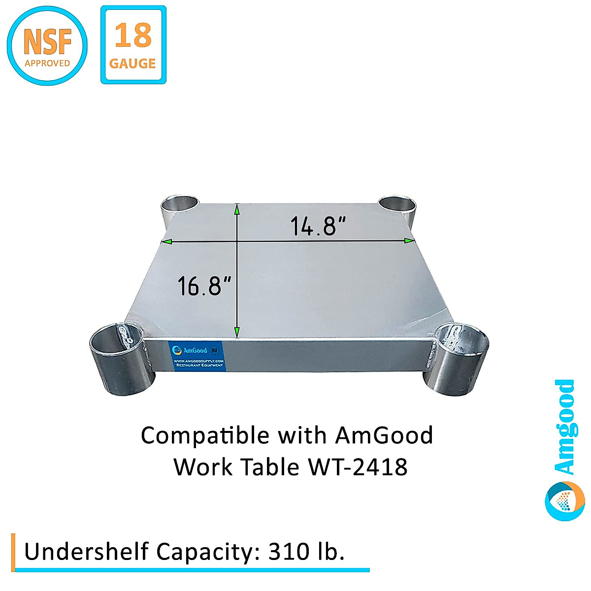 Additional Undershelf for AmGood Work Table (24" X 18")