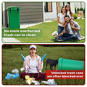 Gadgetzan Trash Can Locks for Animals,Garbage Can Locks for Animals with Adjustable Trash Can Straps and Plastic Buckle,Trash Can Lid Lock Outdoor Keep Raccoon and Bear Out of Trash Bin(4 Pcs)