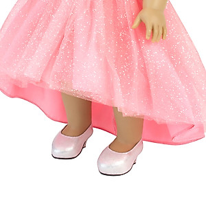 Sophia's Sparkling High Heels with Closed Toes and Glitter Platform Pumps for 18 Inch Dolls, Silver