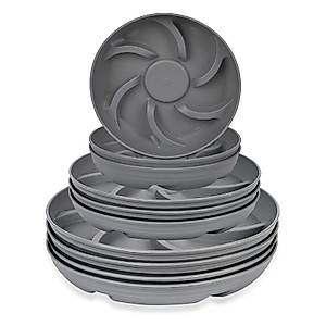 Creproly Plant Saucer Plant Tray Flower Pot Saucers 6inch/8inch/10inch Durable Plastic Plant Drip Trays with Water Storage Function for Indoor Outdoor Garden Potted Plants (10 Pack) (Grey)