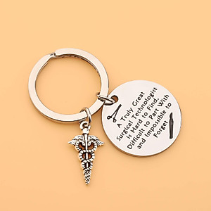 LQRI Surgical Technologist Gift Surgical Tech Keychain Gift A True Great Surgical Technologist is Hard to Find Keychain Medical Jewelry Surgical Nurse Doctor Gift(sliver)