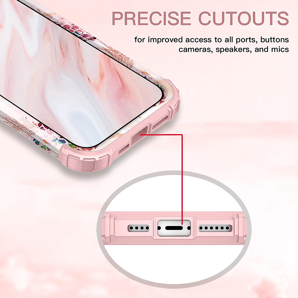 LONTECT for iPhone 14 Pro Max Case Shockproof 3 in 1 Heavy Duty Rugged Durable Protective Cover Hard Plastic Bumper +Soft Silicone Rubber Case for iPhone 14 Pro Max,Pineapple/Rose Gold