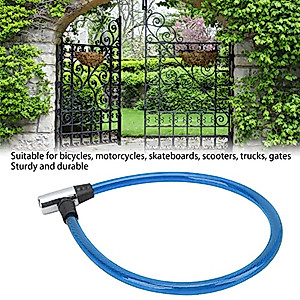 Bike Cable, Two Keys Durable Material Cable Lock Portable Size Easy Operation Widely Used for Gate for Bike for Motorcycle(blue)