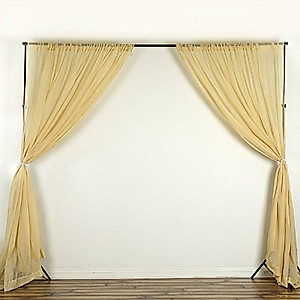 BalsaCircle 10 feet x 10 feet Champagne Sheer Voile Backdrop Drapes Curtains 2 Panels 5x10 ft - Wedding Ceremony Home Decorations