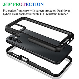wahhle Compatible with Samsung Galaxy A14 5G Case, Built in Screen Protector Full Body Shockproof Slim Fit Bumper Protective Phone Cover for Samsung A14 4G/5G 6.6 Inch Men Women-Black/Clear