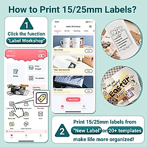 Bluetooth Mini Thermal Printer 300 DPI, Wireless Mini Pocket Printer, M02S Mini Inkless Sticker Printer, Print Pod, Mini Printer Sticker Maker with 6 Rolls Thermal Paper for Study Notes, Gifts