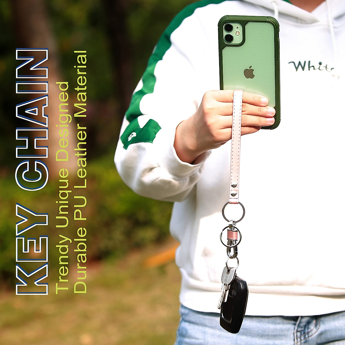 Amazon Essentials - Lanyard Keychain with Detachable Alloy Metal Rings -womens, Black+Rosegold