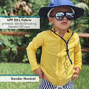 SwimZip UPF 50+ Long Sleeve Rash Guard for Boys and Girls - Baby, Toddler, Kids Yellow