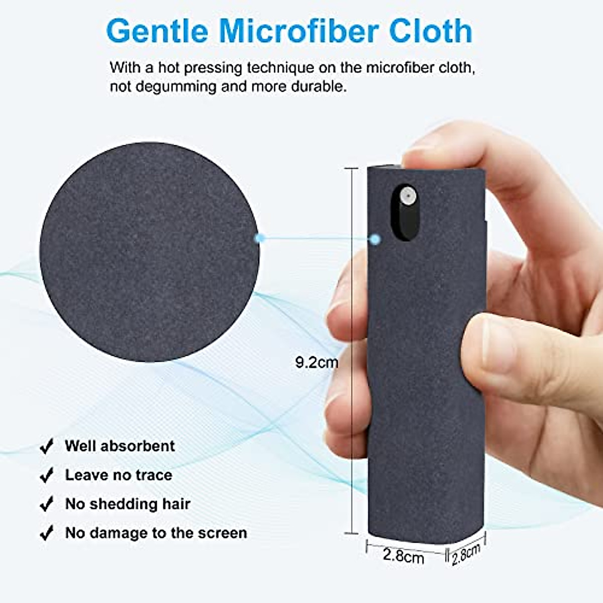 BoYata Screen Cleaner Kit 2PCS, 3-in-1 Touchscreen Mist Cleaner Spray Bottle Tool & Microfiber Cloth, Portable Reusable Fingerprint-Proof Spray Bottle for Phone/Laptop/Tablet/TV/Monitor/Car Screens