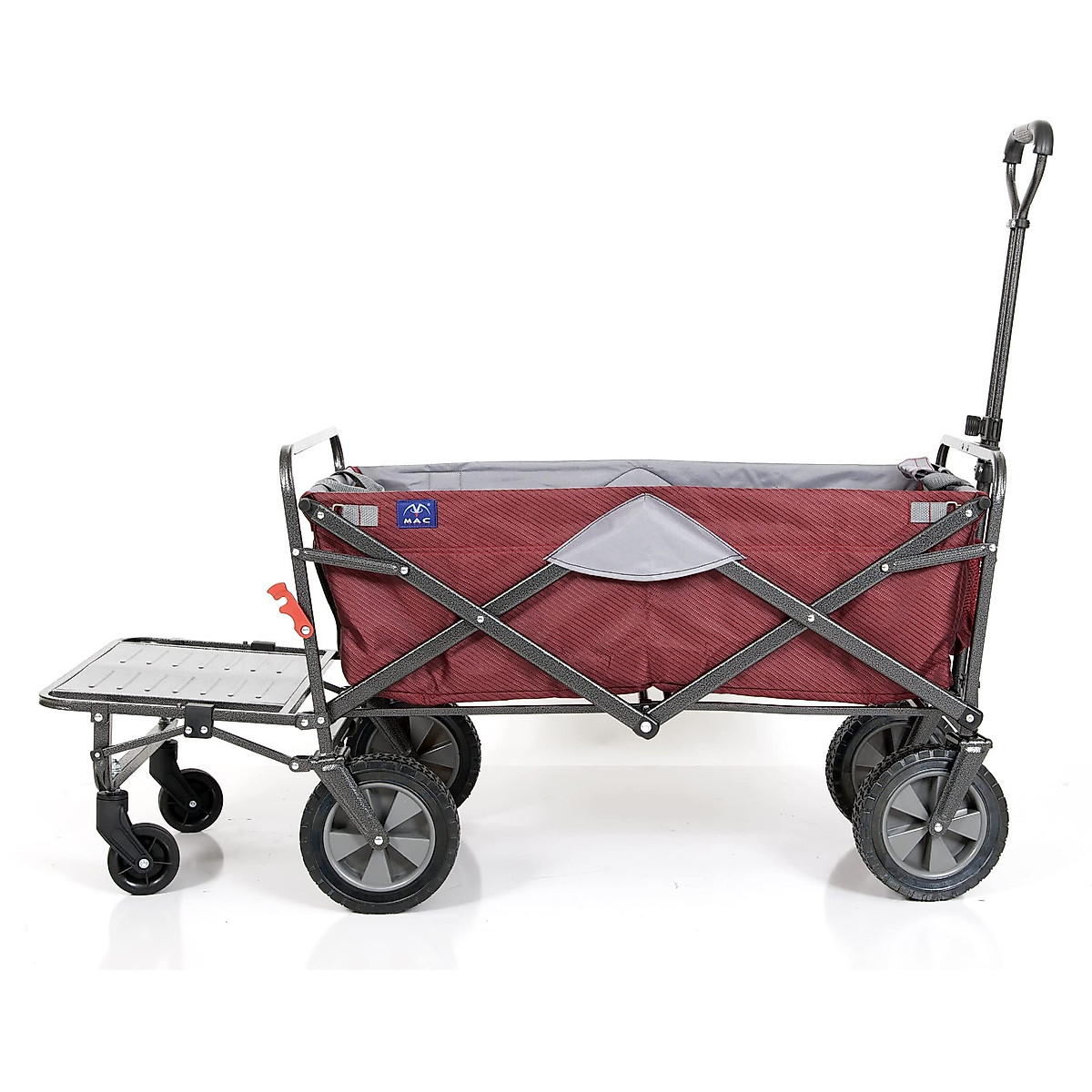 MacSports Collapsible Folding Outdoor Utility Tailgate Wagon with Cargo Trailer, Wine Red