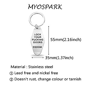MYOSPARK Lock Your Fucking Doors Hotel Motel Keychain My Favorite Murder SSDGM Motel Style Keychain SSDGM True Crime Gift (Lock Doors Hotel KC)