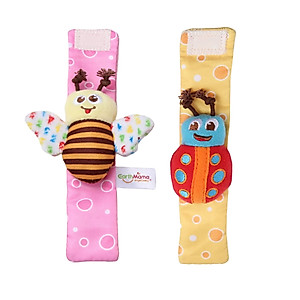 PHREKUDA Sock & Wrist Rattles Toy Set for Babies, Plush Stuffed Rattles for Baby, Rattles for Babies, Newborn Gifts for Boys Girls Infant (5 in 1) (Elephant)