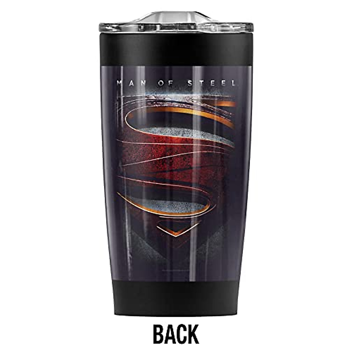 Logovision Superman Man of Steel Large Shield Stainless Steel Tumbler 20 oz Coffee Travel Mug/Cup, Vacuum Insulated & Double Wall with Leakproof Sliding Lid | Great for Hot Drinks and Cold Beverages