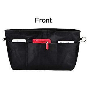 Vercord Purse Organizer Insert Bag Tote Handbags Pocketbook Inserts Organizers Zipper 11 Pockets Black Large