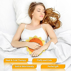 Atsuwell Microwave Heating Pad, Multipurpose Warm Moist Heat Pillow, Fluffy Microwavable Heat Pad for Pain Relief, Moist Heat Compress for Cramps, Muscles, Joints, Back, Neck and Shoulders, Yellow Sun