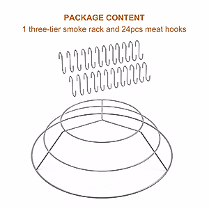 Onlyfire Chef Rib Hanging System, Stainless Steel 3-Tier Rib Hanger with Removable Cooking Hooks, Barbecue Cooking Accessories for Weber 22 inch Smokey Mountain Cooker