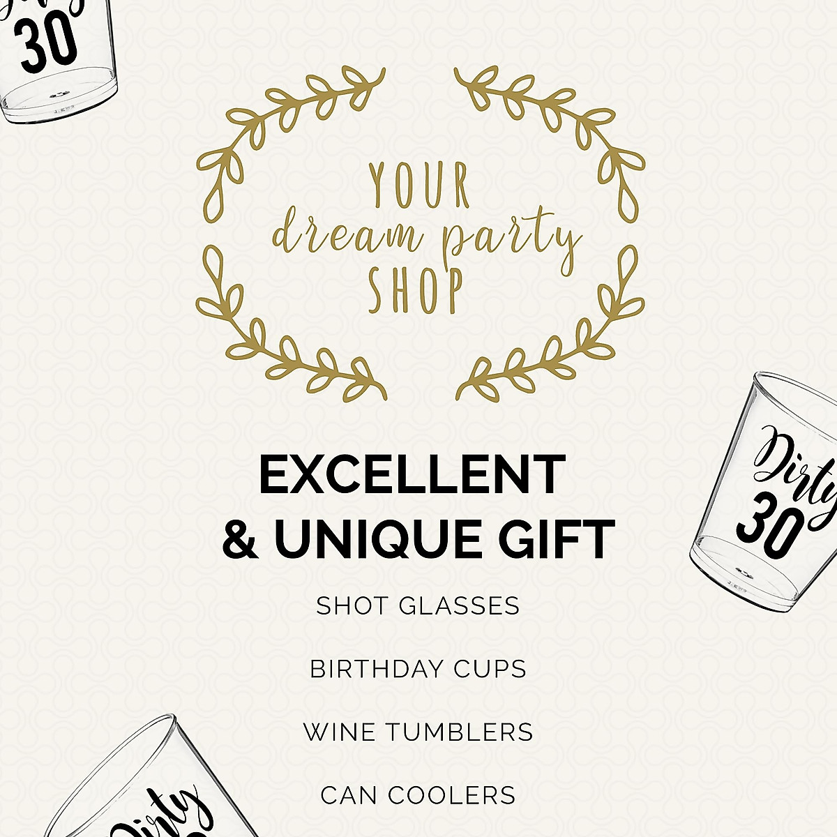 Dirty 30 Shot Glasses Disposable 100 PCS - 2oz 30th Birthday Cups, Dirty Thirty Birthday Decorations for Her, 30th Birthday Party Favors, 30th Birthday Decorations for Him - Clear Plastic Shot Glasses