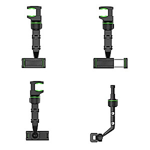 cdbz New 360° Rearview Mirror Phone Holder,Car Rearview Mirror Mount Phone and GPS Holder,Universal 360 Degrees Rotating Car Phone Holder,Cell Phone Automobile Cradles (Gray + Cable)