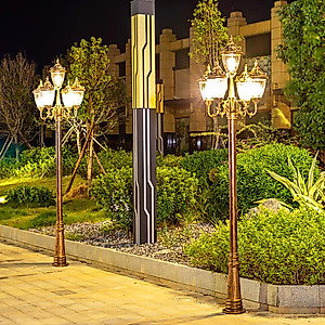 Retro Aluminum Pole Light 5 LED Post Light Outdoor Die-cast Light High Pole Courtyard Lamp European Garden Villa Community Street Lamp Lighting Waterproof Landscape Lamp