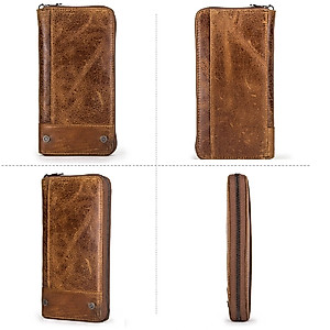 SPYBY Men's Wallets Genuine Leather Money Organizers Business Card Cases Money Clips Wallets RFID Blocking (Color : Red)