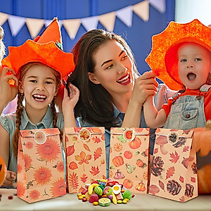 TOXOY 18 PCS Party Favor Bags, Fall Gift Bags Thanksgiving Gift Bags Treat Bags with Stickers Fall Themed Gifts for Coworkers Friends 4.7" x 3.1" x 8.7"