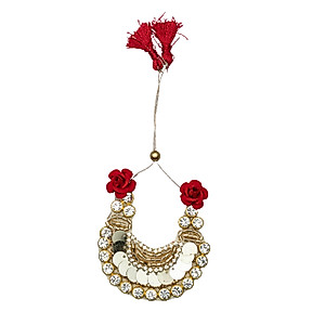 Decorative Mala Stone Set for Laddu Gopal/Devi Maa/Radha Krishna/Indian Traditional God Goddess Sringar Deities jewellary Set in Red Bag All God Statue Festival Decoration(Size-2")(Golden)
