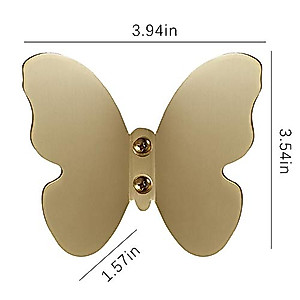 Pearlead 2Pcs Creative Wall Mounted Butterfly Brass Coat Hooks Hanging Hooks Clothes Hanger Hooks for Bedroom, Bathroom, Office, Closet, Wardrobe and Cupboard Decoration