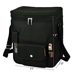 Picnic at Ascot Wine and Cheese Picnic Basket/Cooler with hardwood cutting Board, Cheese Knife and Corkscrew - Black