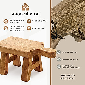 WOODENHOUSE LIFELONG QUALITY Wooden Stand - Rectangular Fir Wood Pedestal Stand for Kitchen, Bathroom, or Decor - Pre-Assembled, Sturdy, Easy Handle, Great Gift