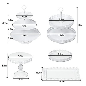 PETKABOO 5 Pack Cake Stand Set, Cupcake Holder Dessert Display Plate Decor Serving Platter for Birthday Party Wedding Baby Shower Festival Prom Home Decoration(White)