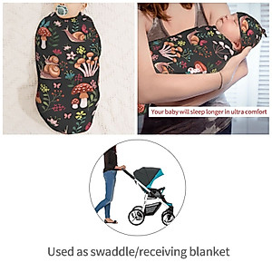 Muishi Mushrooms Snails Butterflies Newborn Swaddle Blankets Hat Sets Soft Baby Receiving Blanket Swaddle Sack for Baby Shower Infant Boy Girl Gift