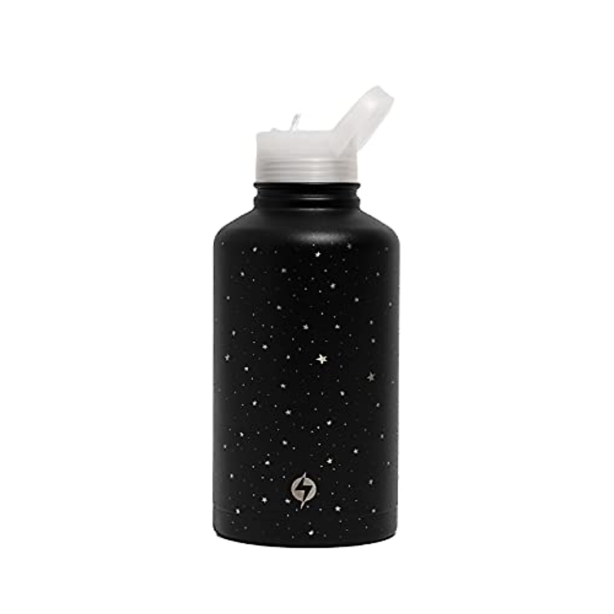 POPFLEX by Blogilates Starry Night Water Bottle - 64 Oz. Insulated Water Bottle for Ice Cold Liquids - Cute Sweat Proof Stainless Steel Water Bottle - Easy Crystal Clear Flip Top Straw, Leak Proof Lid