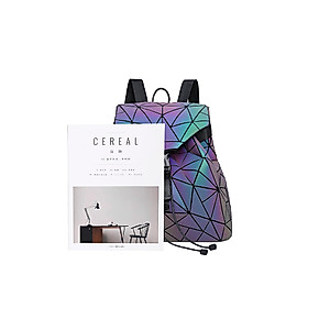 FZChenrry Geometric Backpack Luminous Backpacks Holographic Reflective Bag Lumikay Bags Irredescent Large Rainbow Purses Wallet Set NO.2