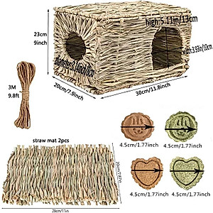 QHZAHNG Bunny Grass House,Natural Handmade Edible Foldable Comfortable Grass nest for Rabbits，Bunny, Guinea Pig, Little Animals, Play Paradise Grass Nest。 (B)