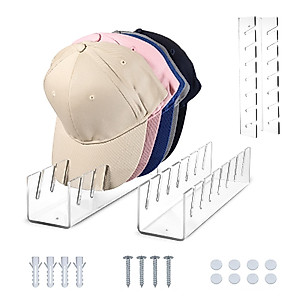 TIDY SAVANT Hat Organizer for Baseball Caps, 2 Pcs Acrylic Hat Rack, Hat Holder for 14 Cowboy Caps, hat storage for Bedroom, Closet, Dresser and Wall - Gift | Storage and Organization | Home Decor