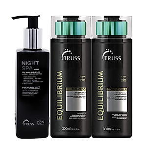 Truss Night Spa Hair Serum Bundle with Equilibrium Conditioner and Shampoo Set