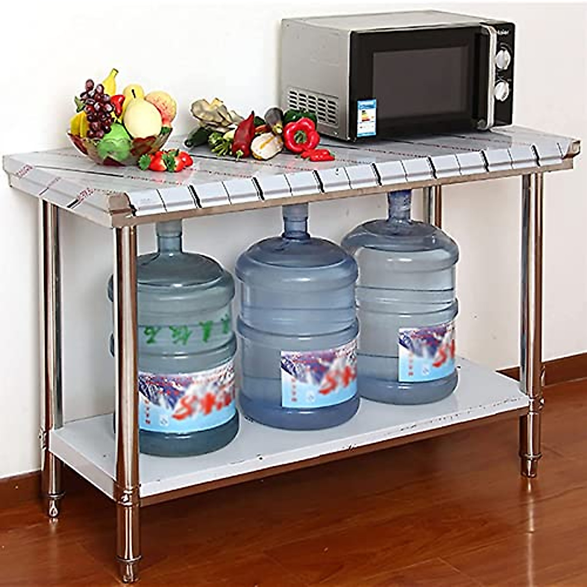 Commercial Kitchen Work Catering Table for Hotel, Kitchen Worktable Stainless Steel Table Heavy Duty Table Commercial Work Table with Undershelf and Adjustable Feet for Restaurant Rack (Size : 100x50