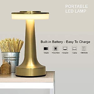 O’Bright Portable LED Table Lamp with Touch Sensor, 3-Levels Brightness, Rechargeable Battery Up to 48 Hours Usage, Night Light for Kids Nursery, Nightstand Lamp, Bedside Lamp (Gold)